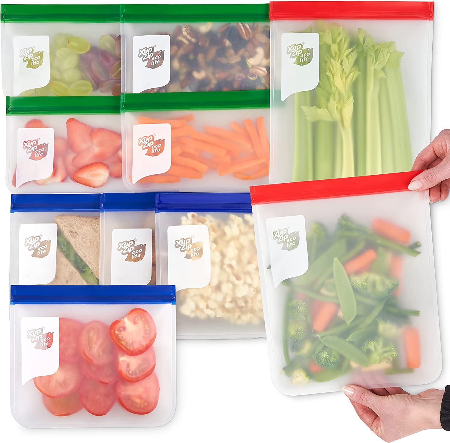 10 X Reusable Ziplock Bags By XupZip Eco Life 2 Large Reusable
